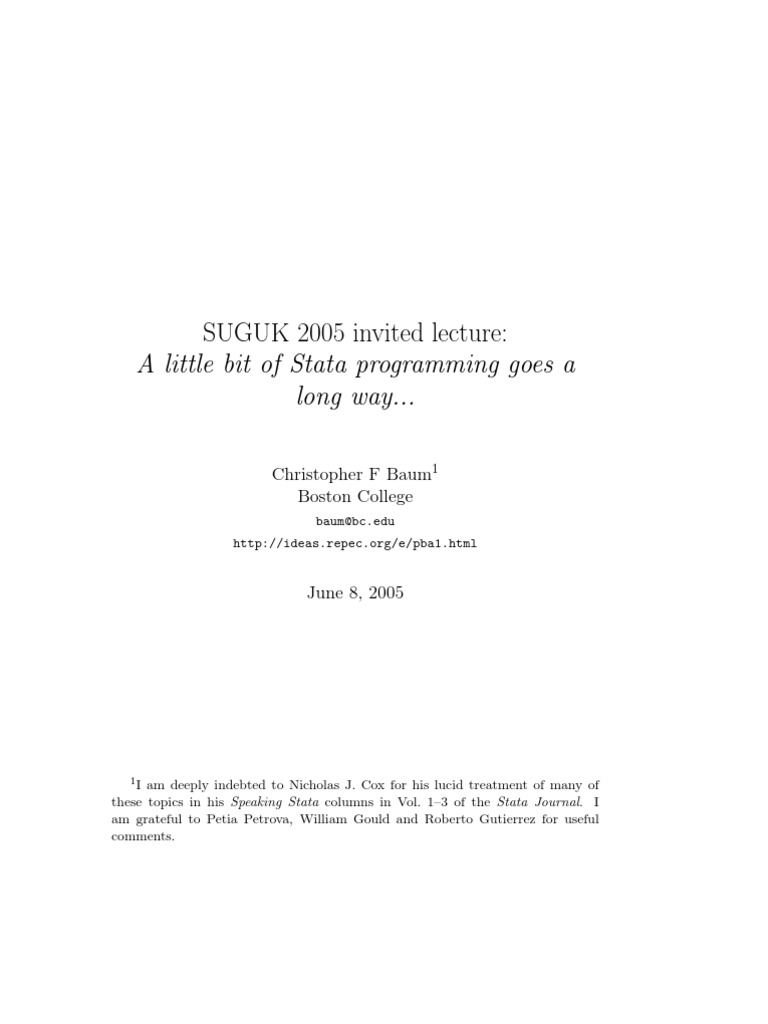BAUM Stata Programming | PDF