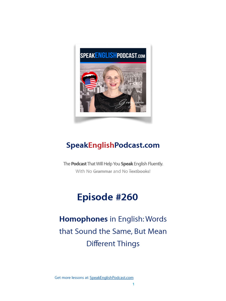 260 Homophones in English Words That Sound The Same But Mean Different Things | PDF | English ...