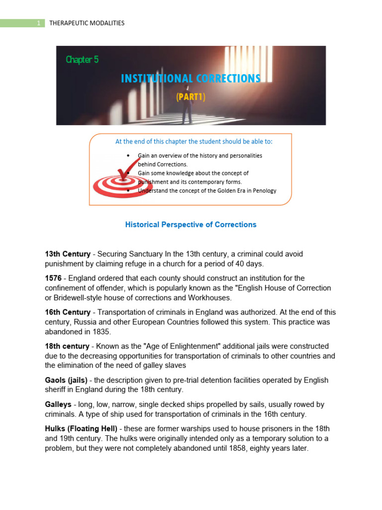 Chapter 5 - Institutional Corrections Part 1 | PDF