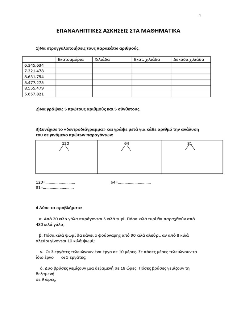 ΣΤ ΤΑΞΗ ΜΑΘΗΜΑΤΙΚΑ | PDF