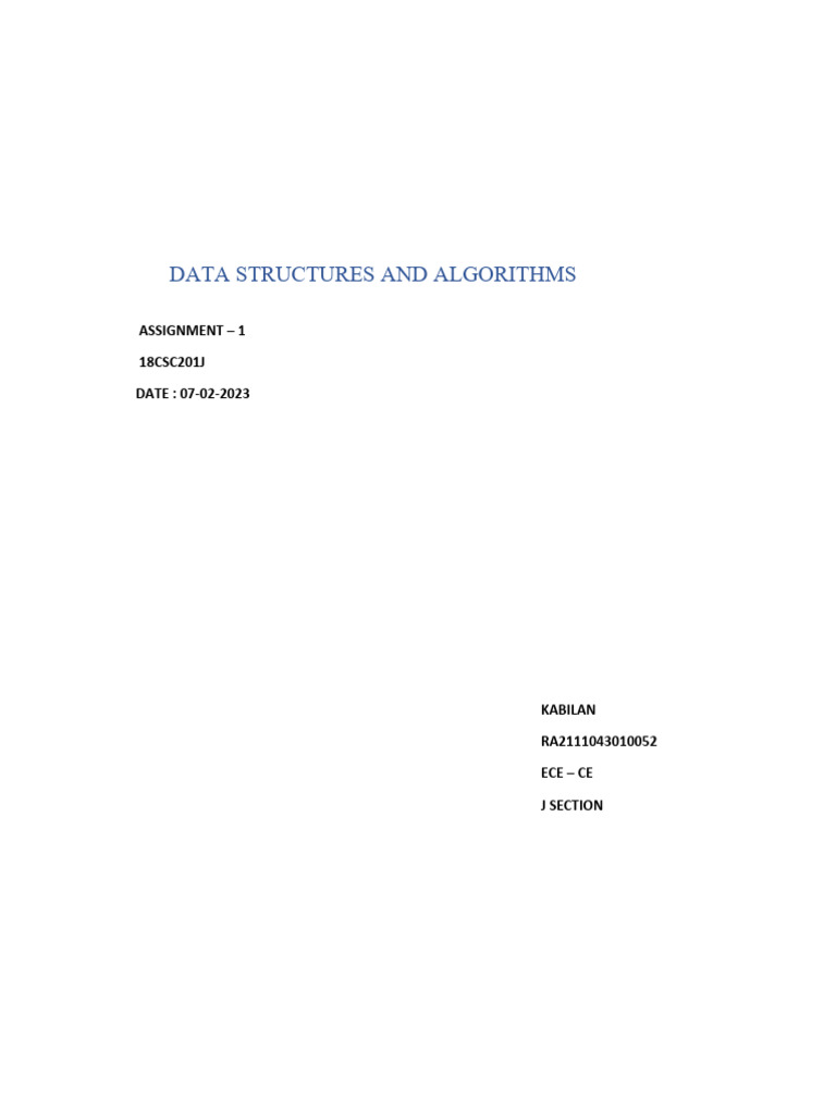 DSA Assignment Kabi | Download Free PDF | Computer Programming | Algorithms And Data Structures