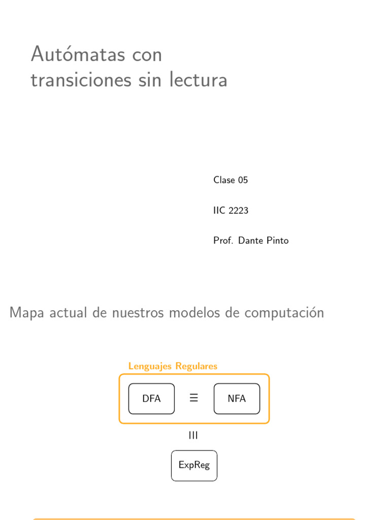 Clase05 - Autómatas Con Transiciones Sin Lectura | PDF | Cadena (informática) | Lógica