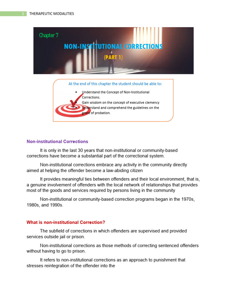 Chapter 7 - Non-Institutional Corrections Part 1 | PDF | Pardon | Probation