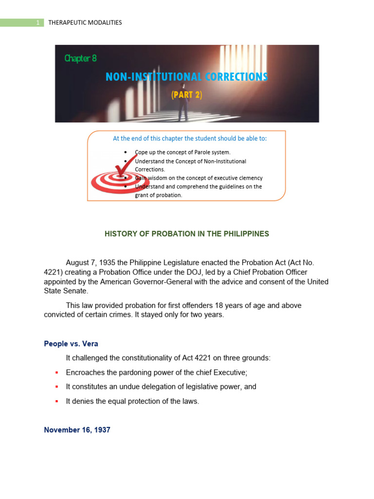 Chapter 8 - Non-Institutional Corrections Part 2 | PDF | Probation | Parole