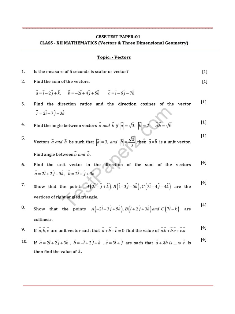 Vectors Imp Questions Paper 1 | PDF | Euclidean Vector | Triangle