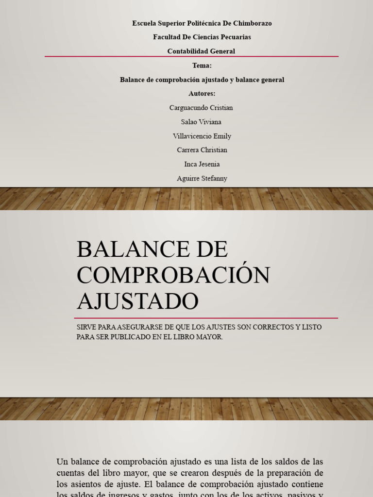 Balance de Comprobacion Ajustado | PDF | Contabilidad | Hoja de balance