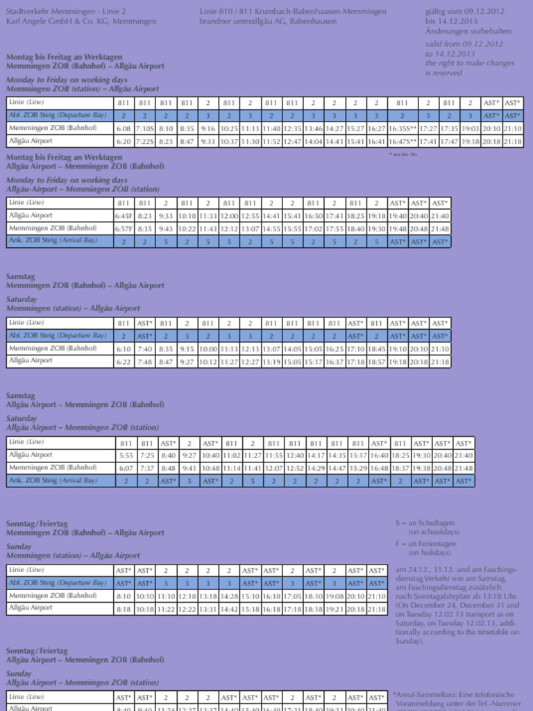 Busfahrplan AllgaeuAirport 2013 | PDF | Public Transport | Transport
