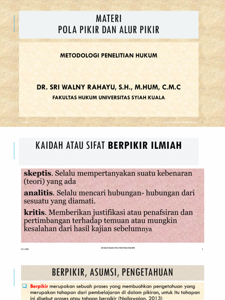 MPH Pola Pikir & Alur Pikir Penelitian - Sri Walny Rahayu | PDF