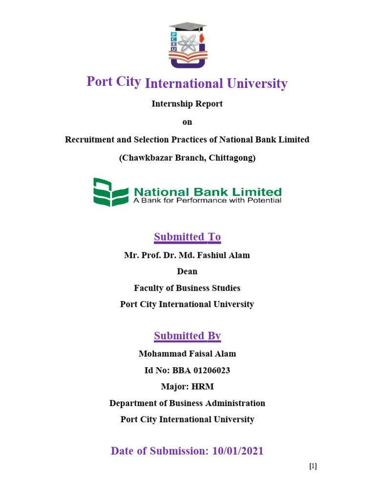 BBA 01206023 Mohammad Faisal Alam - Internship Report Final | PDF ...