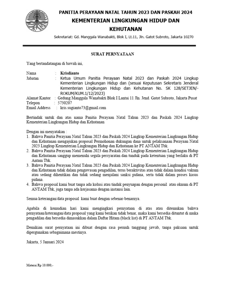 SRT Pernyataan Anti Suap & Pakta Integritas | PDF