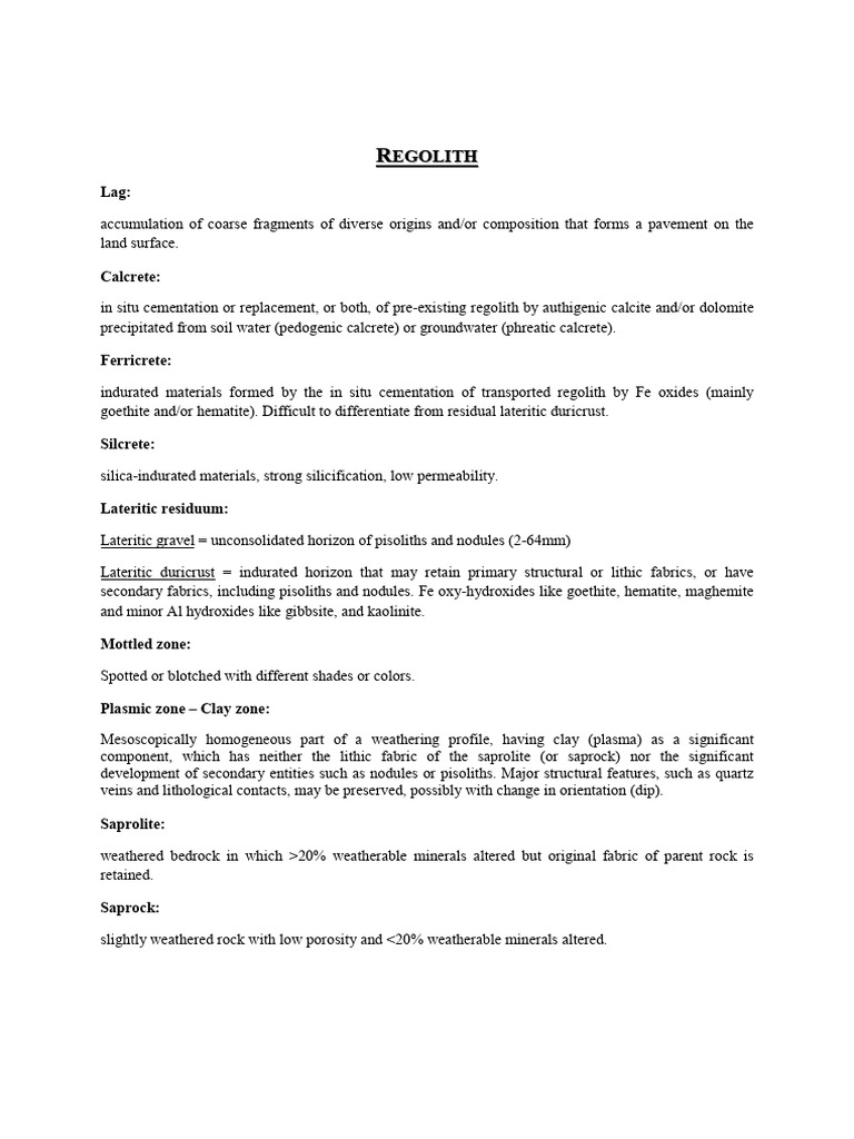 Types of Regolith and Duricrust Formation | PDF