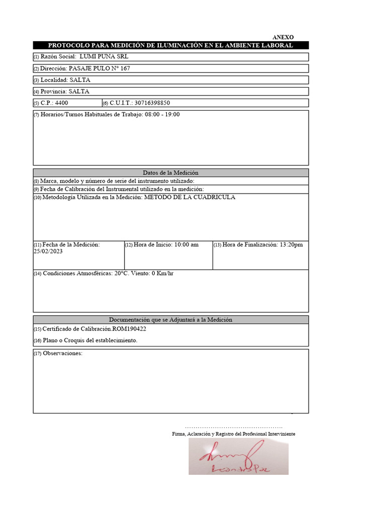 Protocolo de Iluminacion Lumi Puna Res SRT 84-12 | PDF | Calibración ...