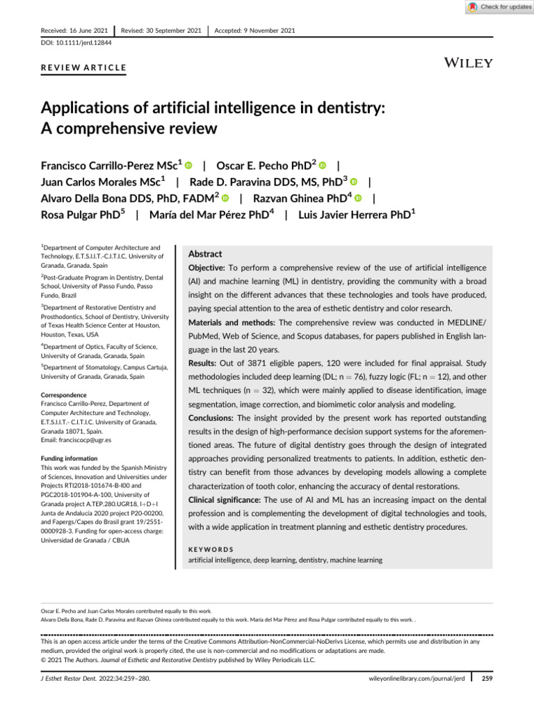 J Esthet Restor Dent - 2021 - Carrillo Perez - Applications of ...