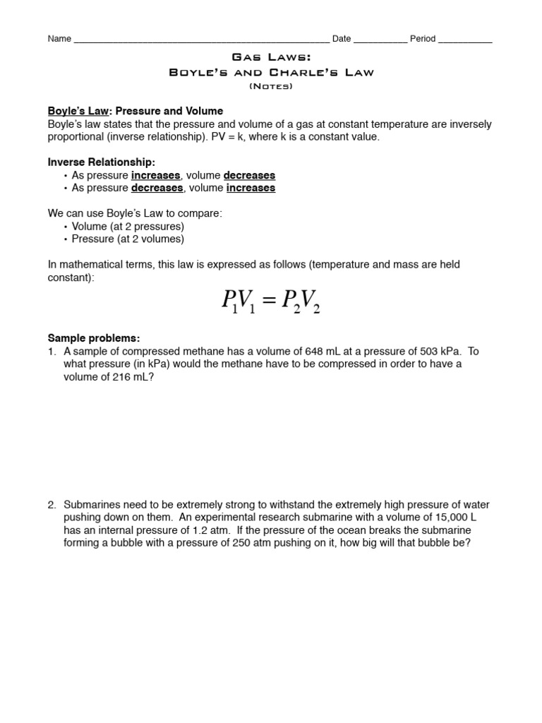Understanding Boyle's and Charles' Laws | PDF | Gases | Pressure