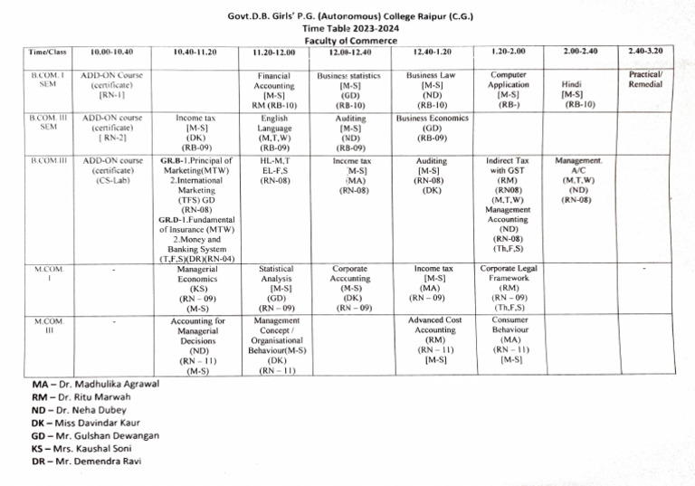 Time Table 2023-24 | PDF | Government Finances | Taxes
