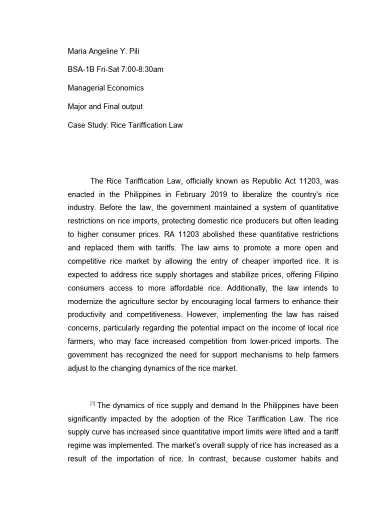 Case Study RA 11203 | PDF | Agriculture | Demand