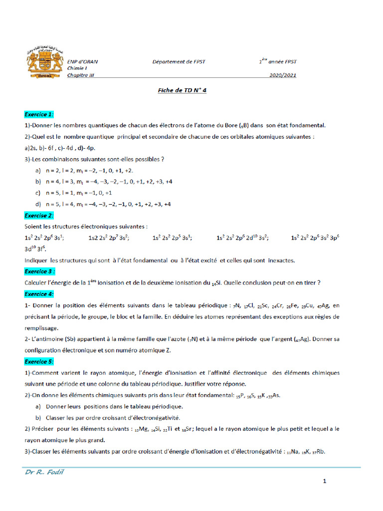 Fiche de TD N°04 | PDF