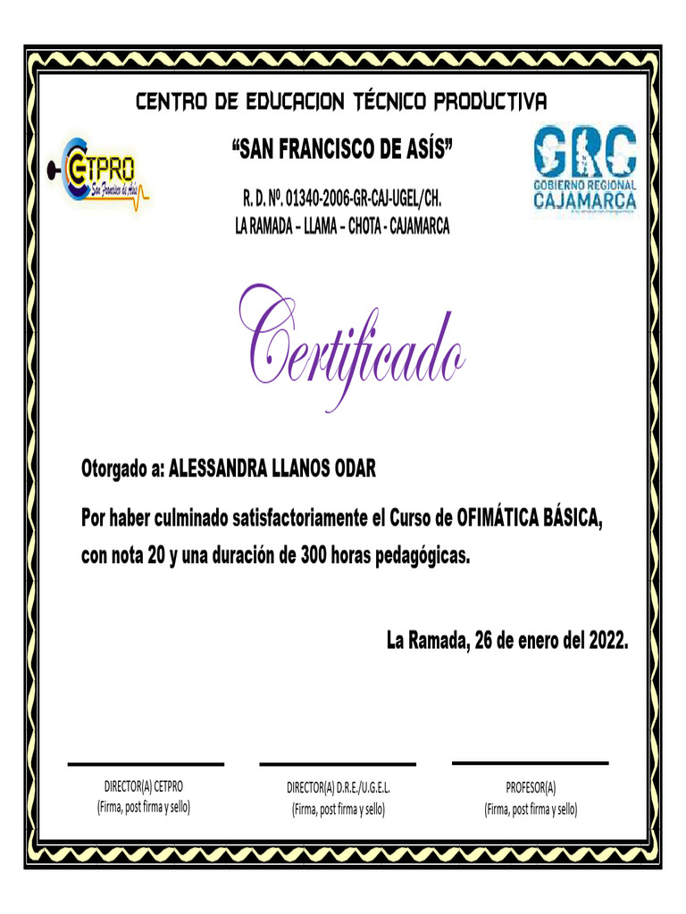 Modelo de Certificado Cetpro | PDF