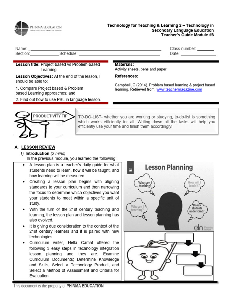Edu542 Sas Lesson 8 | PDF | Project Based Learning | Change