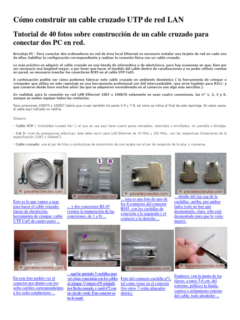 Construir Un Cable Cruzado UTP | PDF | Electrónica | Ingeniería Informática