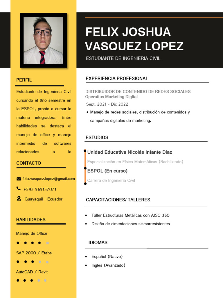Hoja de Vida Felix Vasquez | PDF