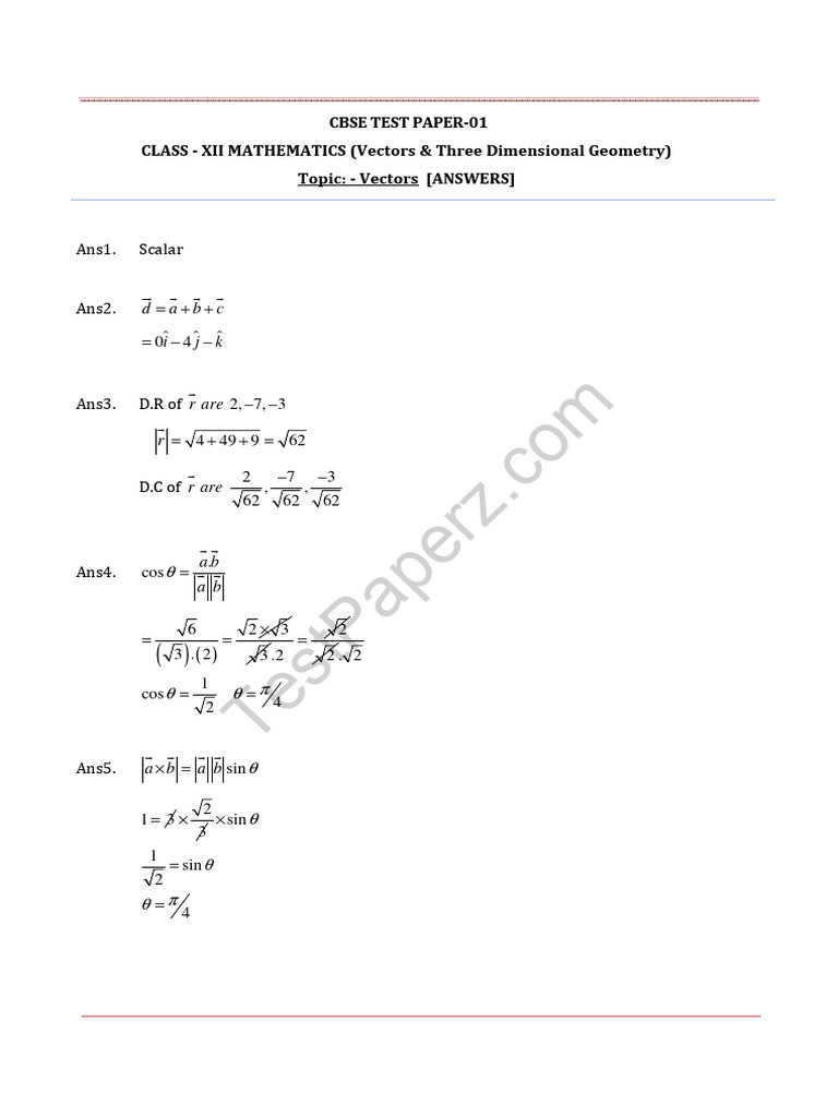 Vectors Imp Questions Paper 1 Solutions | PDF | Euclidean Vector ...