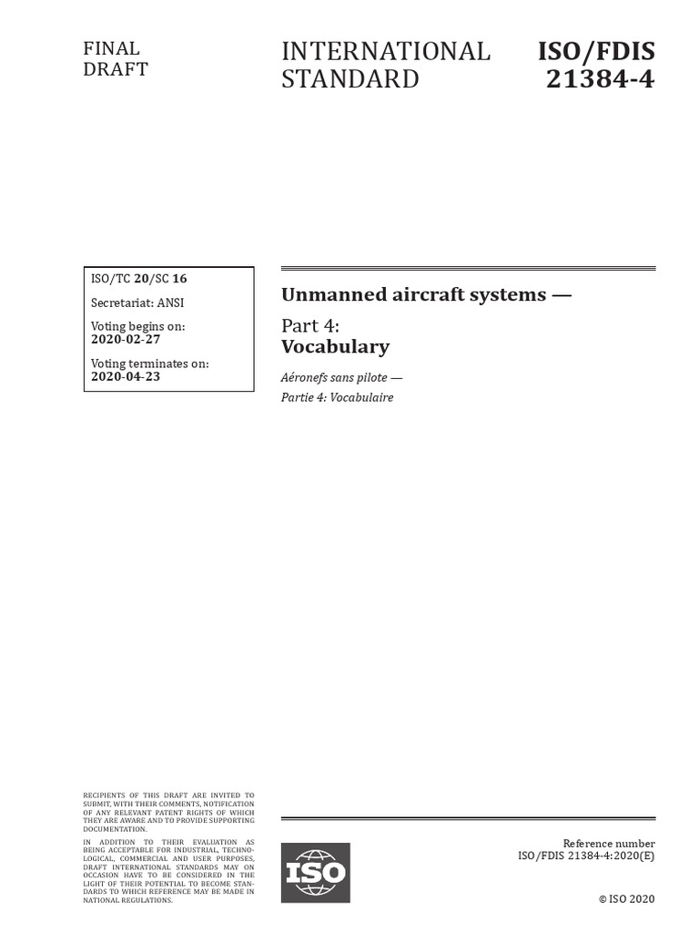 ISO 21384-4 2020 - Unmenned Aircraft System - Parte 4 - Vocabulary ...