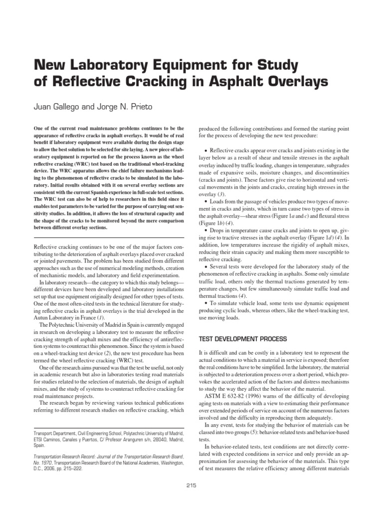 New Laboratory Equipment For Study of Reflective Cracking in Asphalt ...
