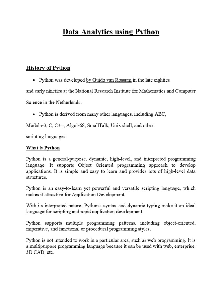 Data Analytics Using Python | PDF | Python (Programming Language ... Data Analytics Using Python | PDF | Python (Programming Language ...