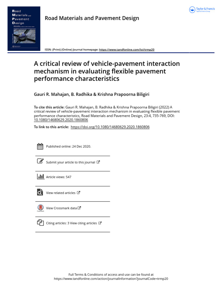 A Critical Review of Vehicle Pavement Interaction Mechanism in ...