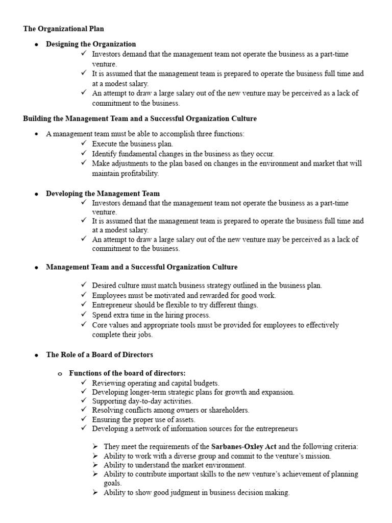 6-The Organizational Plan | PDF | Limited Liability Partnership | Business