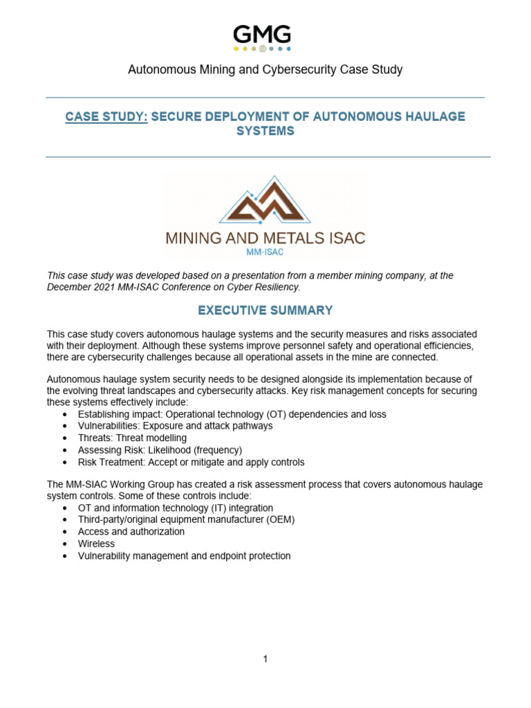 MM-IsAC Secure Deployment of Autonomous Haulage | PDF | Computer ...
