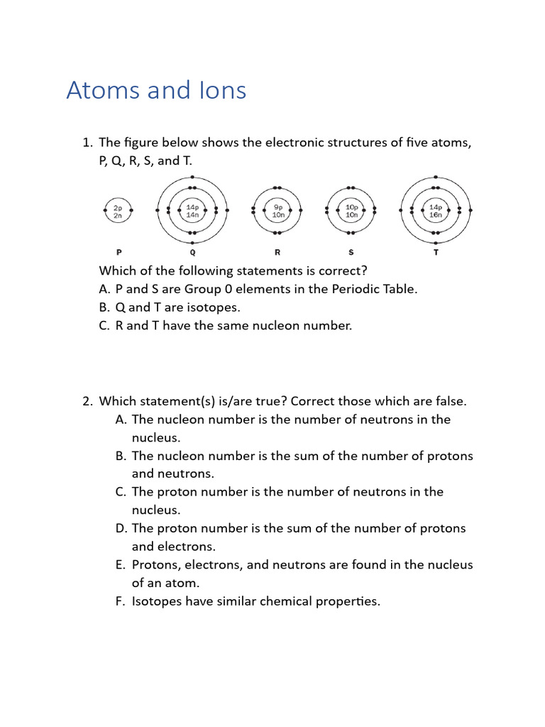 5 - Atoms and Ions | PDF | Science & Mathematics