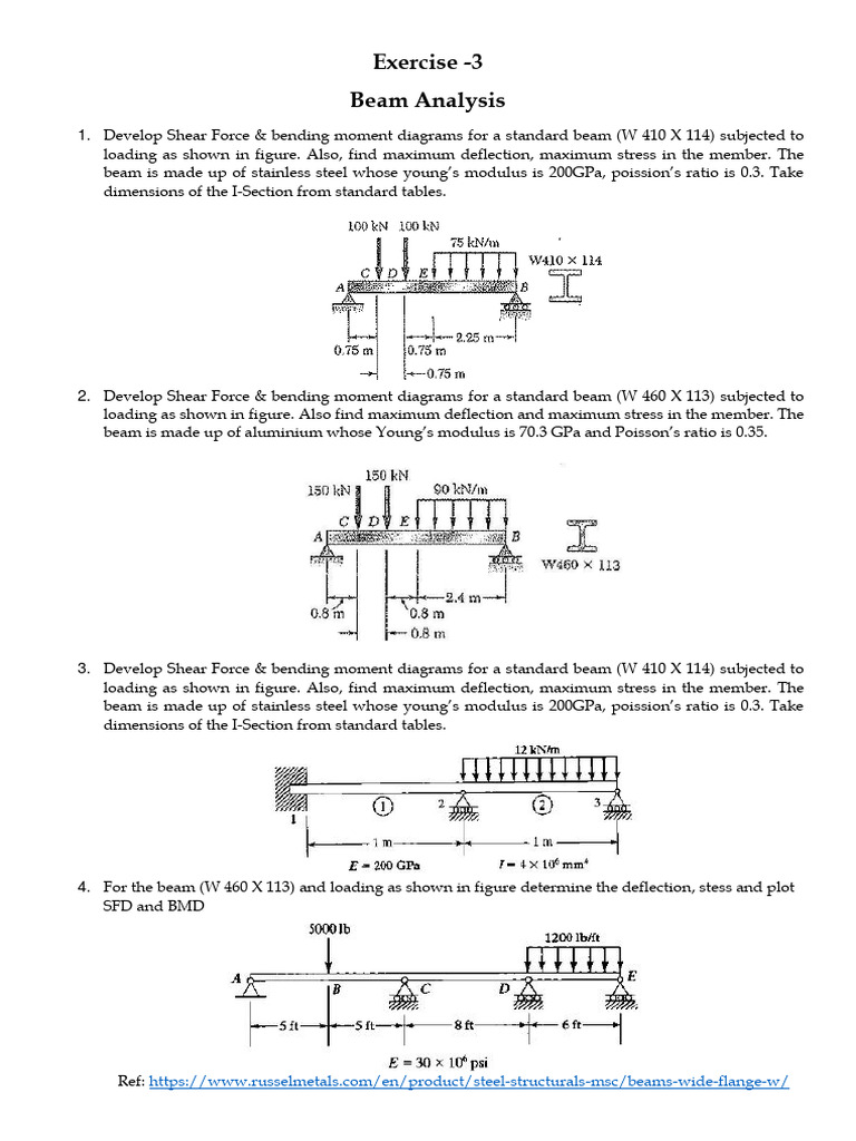 Ex3 - Beam Analysis Problems | PDF
