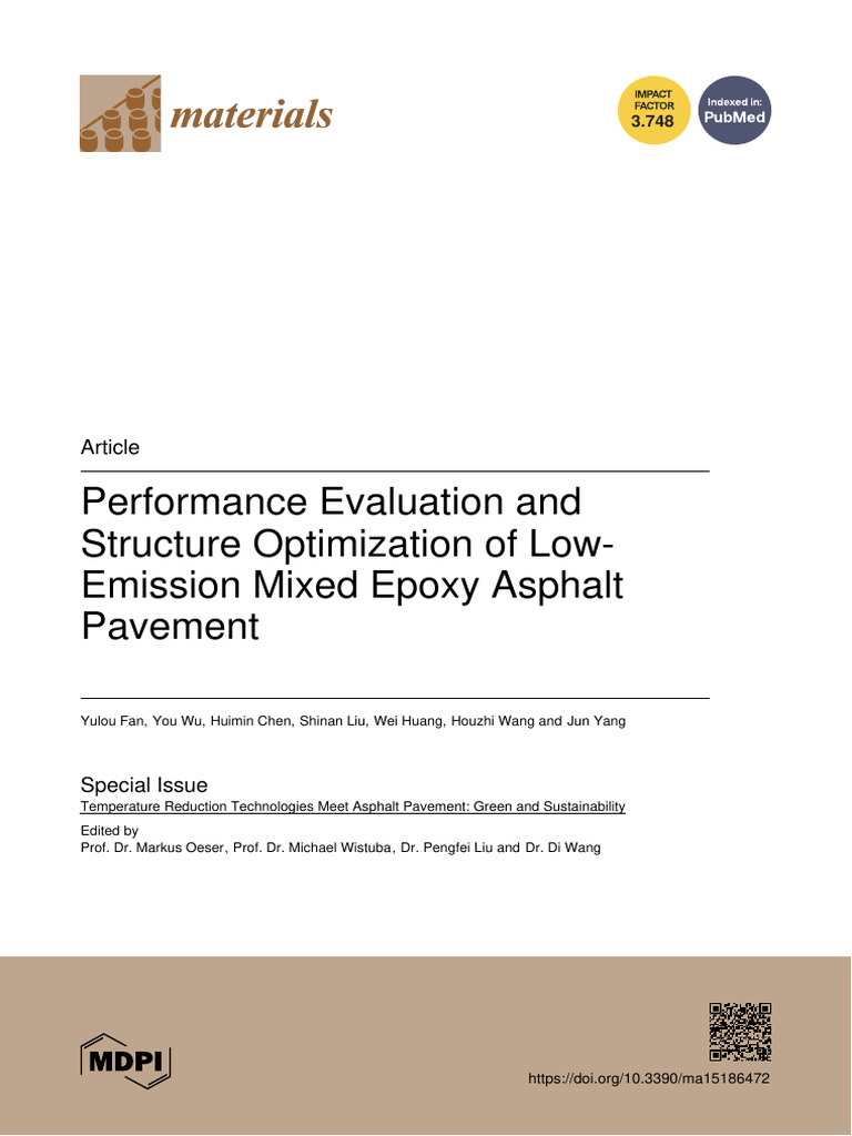 Performance Evaluation and Structure Optimization of Low-Emission Mixed Epoxy Asphalt Pavement ...