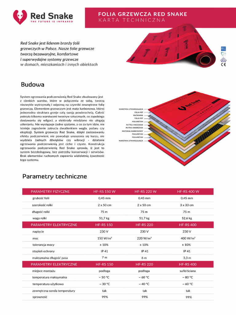 Folia Red Snake Karta Techniczna | PDF