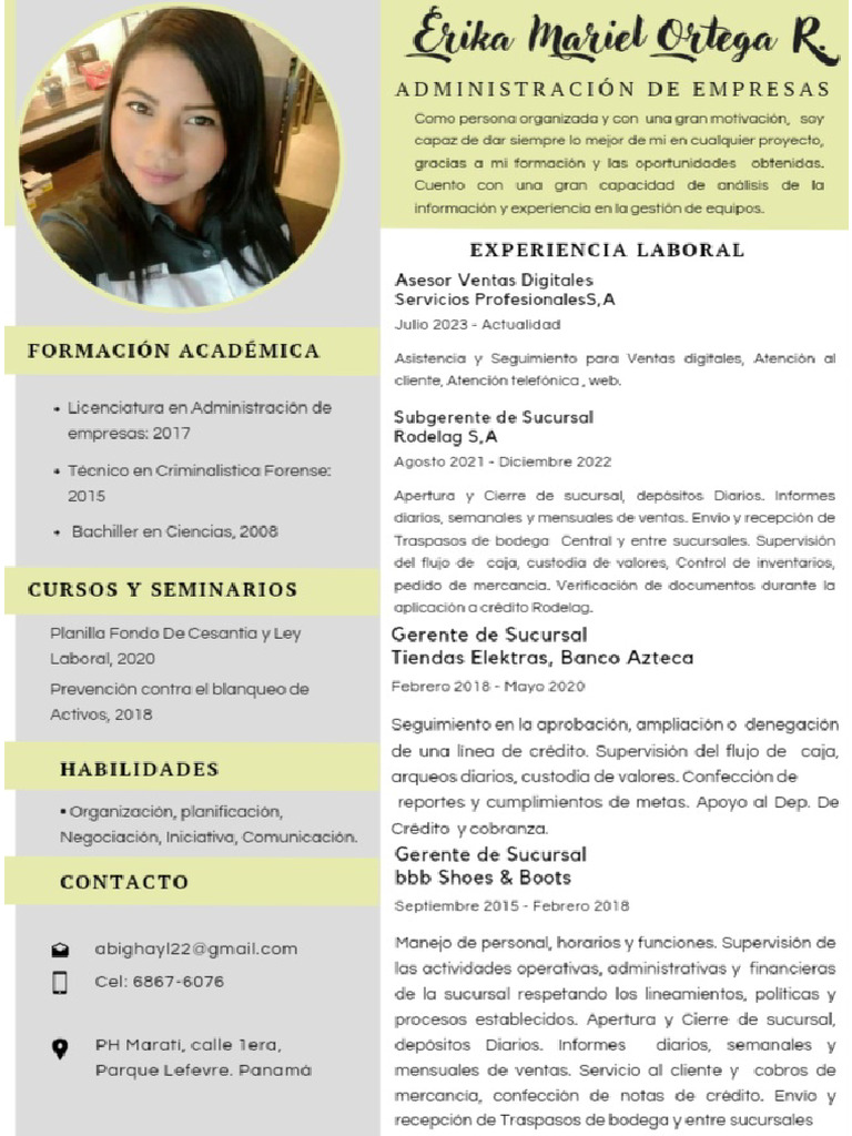 Erika Ortega Curriculum Actualizado | PDF
