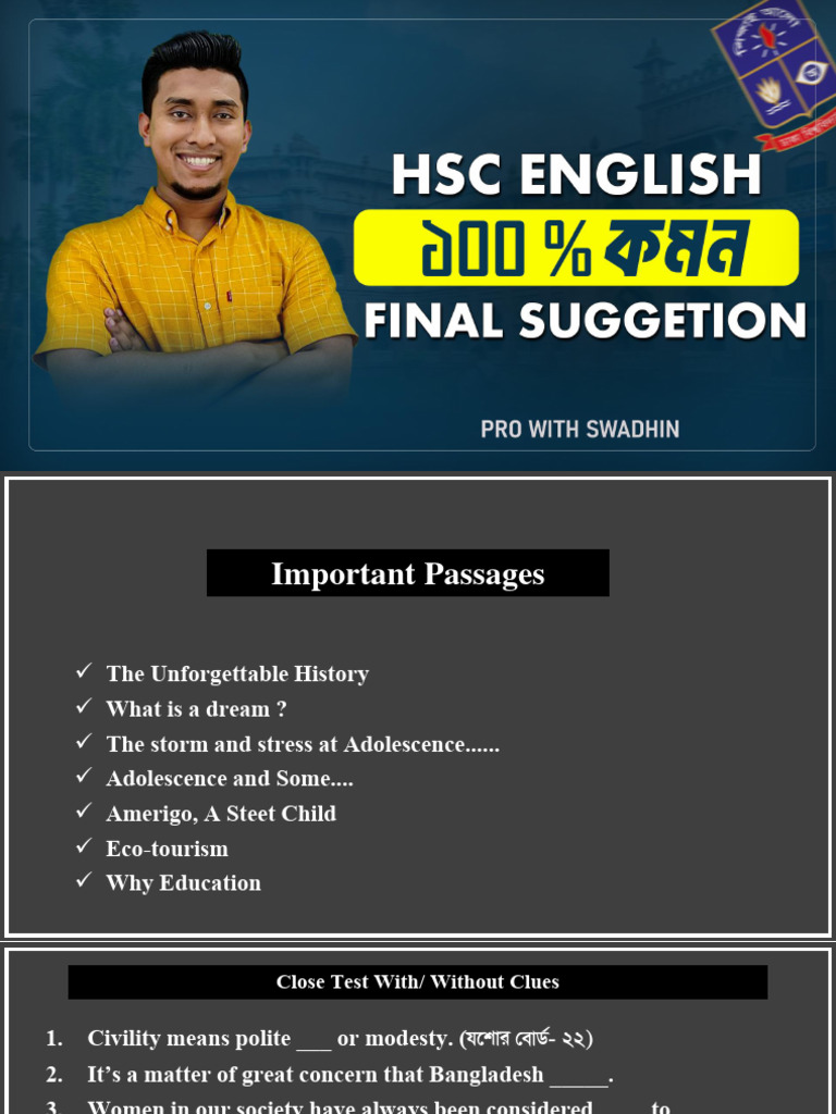 HSC English 1st Paper Guide 2025 | PDF | Dream