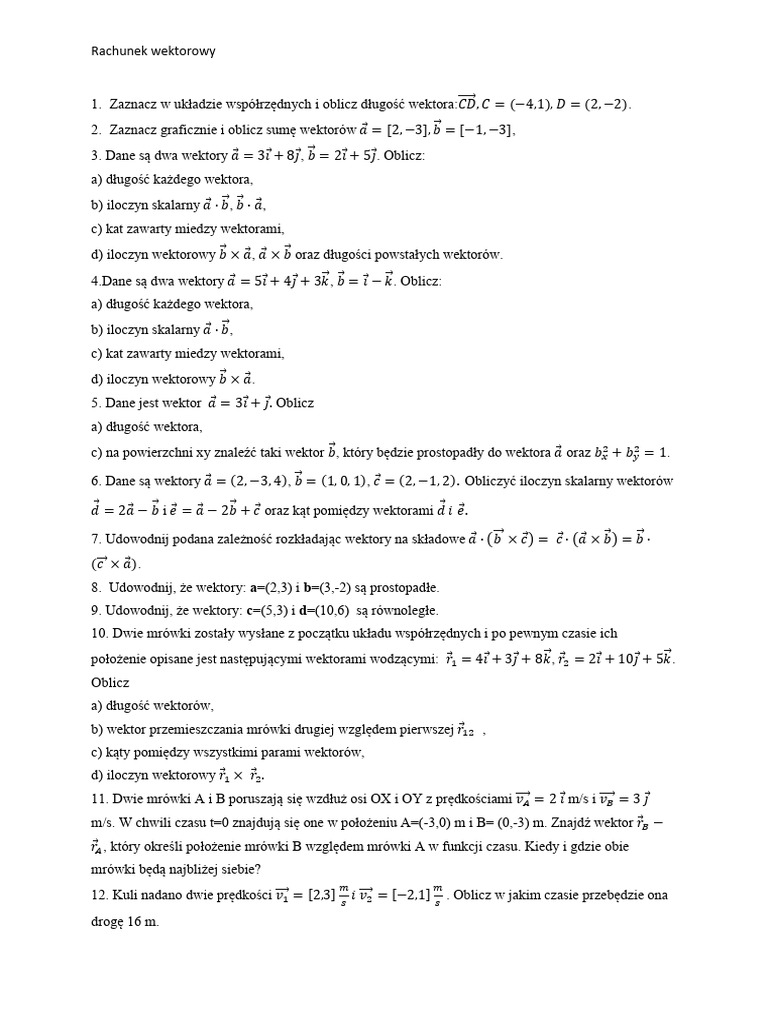 Rachunek Wektorowy | PDF