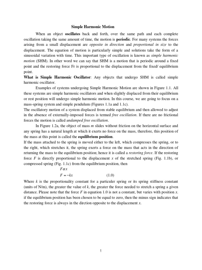 Understanding Simple Harmonic Motion | PDF | Oscillation | Pendulum