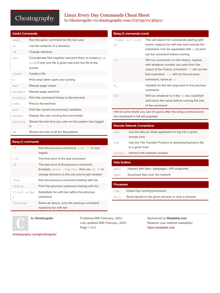Linux Cheatsheet 2 | PDF | Network Socket | File Transfer Protocol