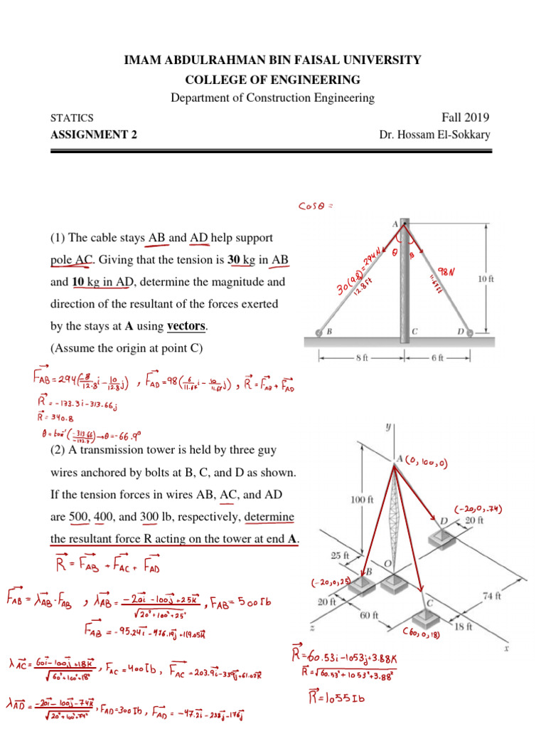 Assignment 2 - Statics | PDF | Mechanical Engineering | Mechanics