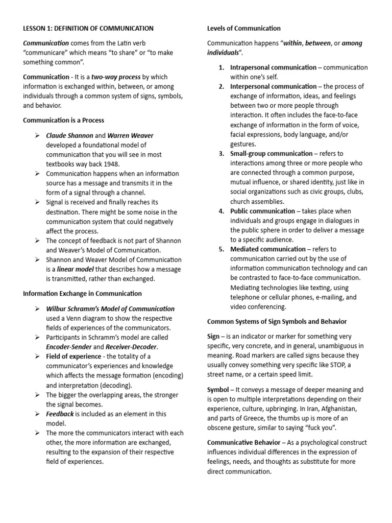 Midterm Reviewer For Purposive Communication | PDF | Communication | Nonverbal Communication