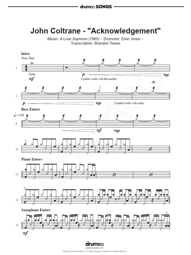 John Coltrane - Acknowlegement | PDF | Membres du Panthéon de la ...