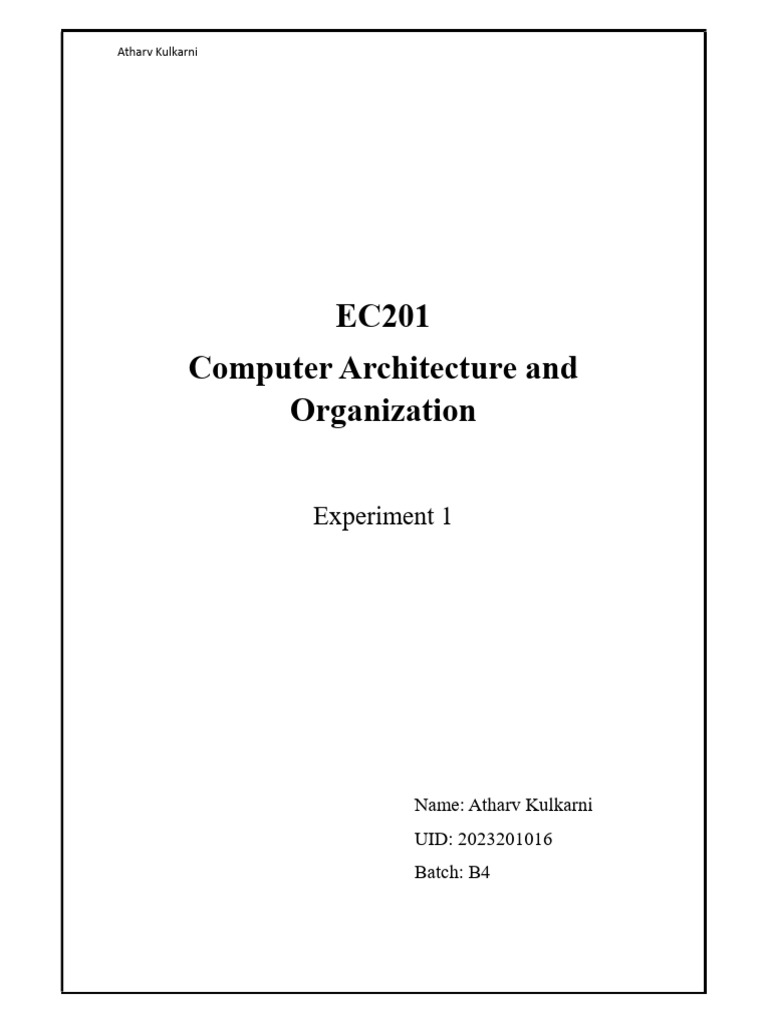 Atharv CAO Exp 1 | PDF | Computer Programming | Computer Program