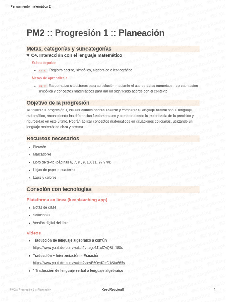Planeacion-PM2 (1) - 240119 - 095311 | PDF | Matemáticas | Pensamiento