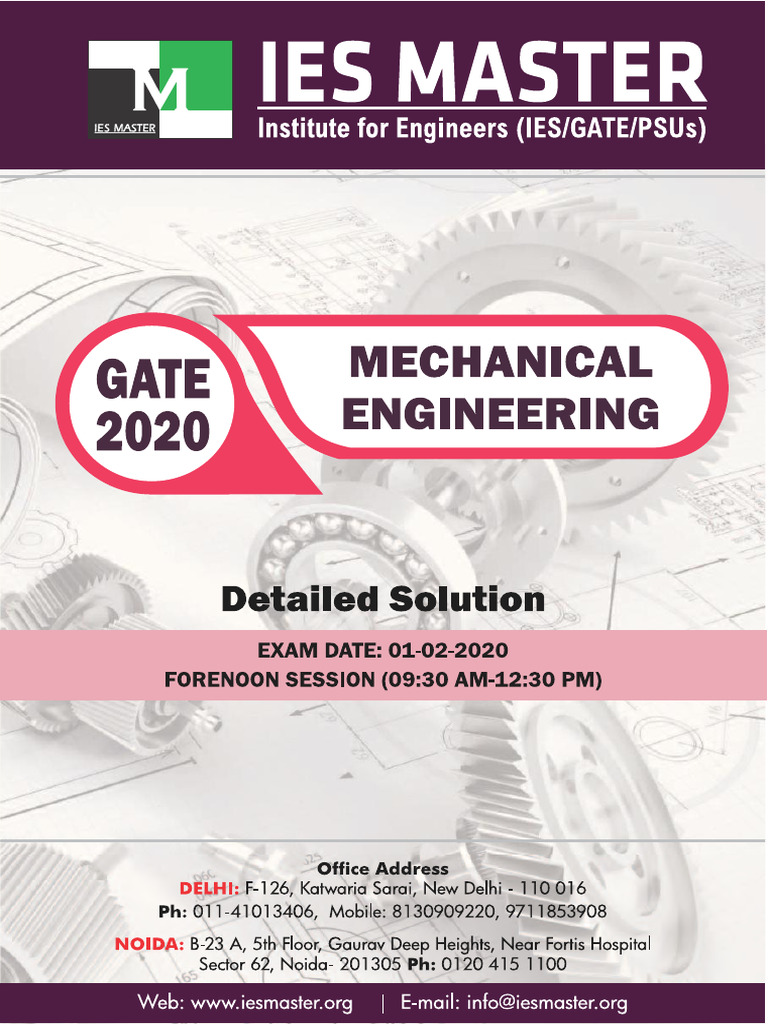 5.gate Mech 2020 P-1 (Iesmaster) | PDF | Stress (Mechanics) | Bending