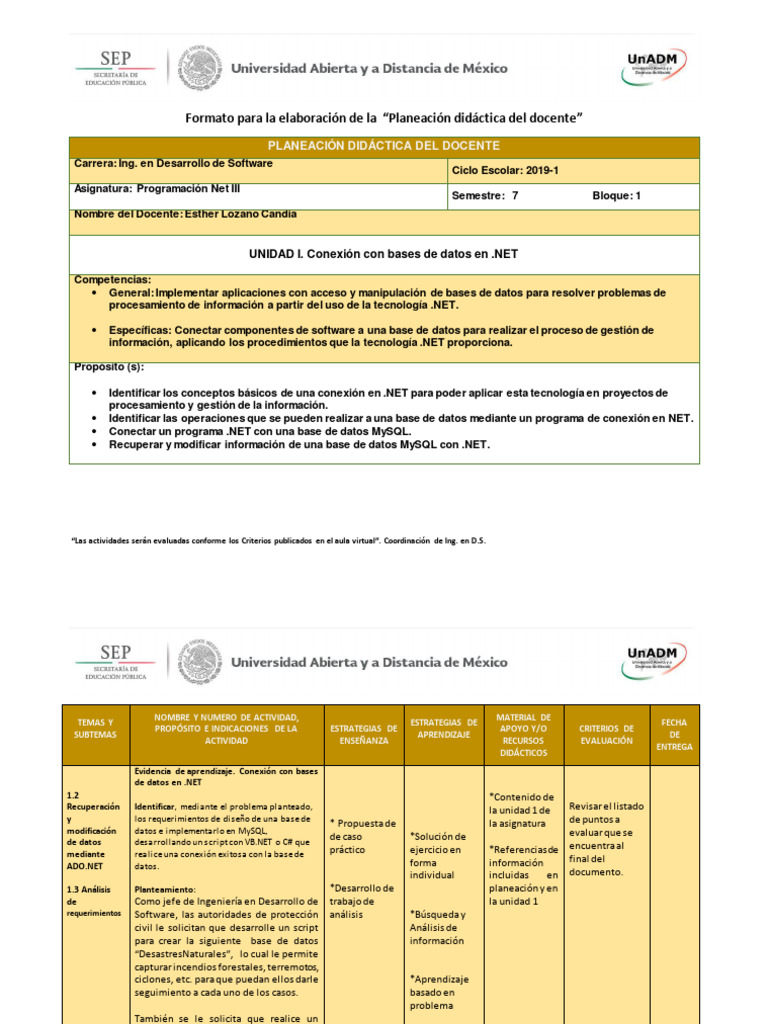 Autorreflexion Planeación Didáctica 2019 1 Net Iii Descargar Gratis Pdf Active X Data
