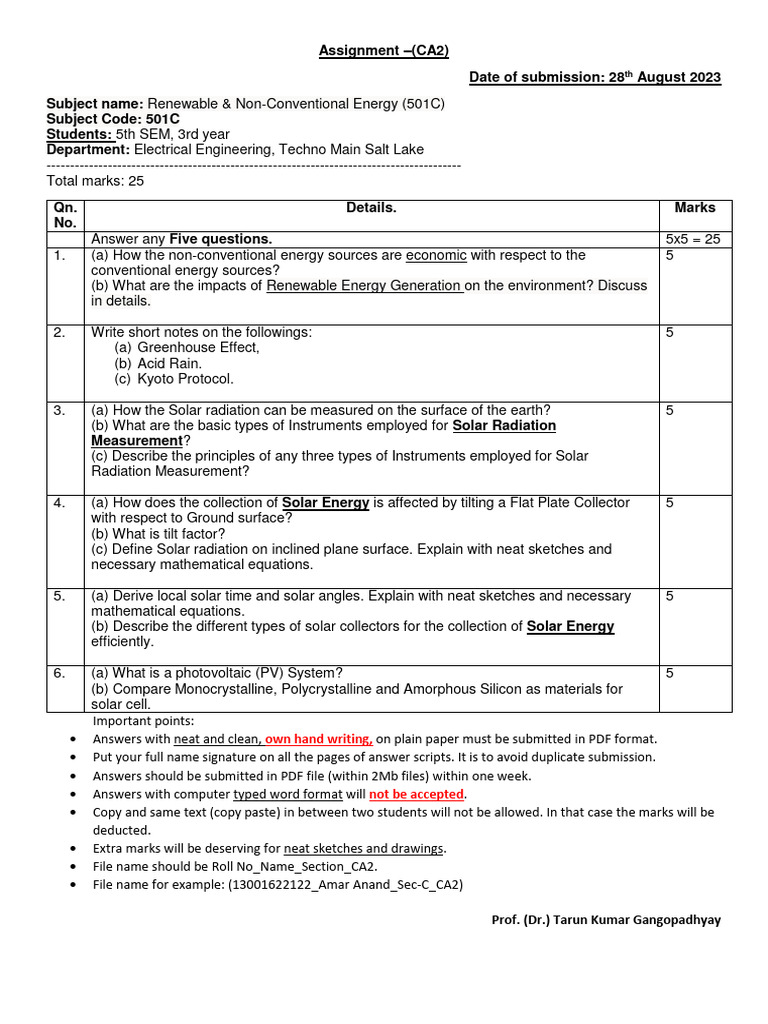 Assignment CA2-Renewable Energy by 28th Aug-TKG | PDF