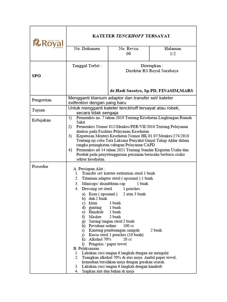 Kateter Tenckhoff Tersayat | PDF